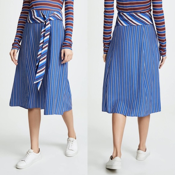rag & bone | Skirts | Rag Bone Felix Blue Striped Silk Midi Skirt | Poshmark